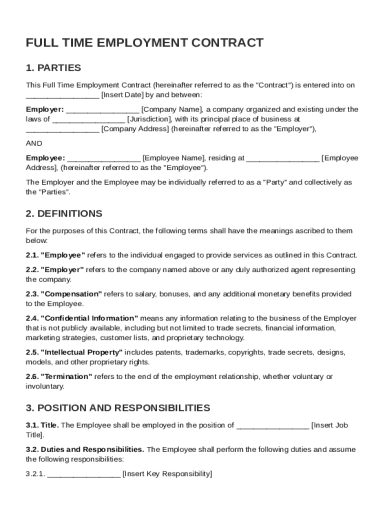 Full Time Employee Contract Template: Fill out & sign online | DocHub