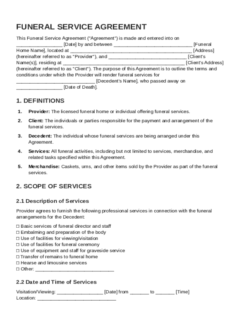Funeral Contract Template: Fill out & sign online | DocHub
