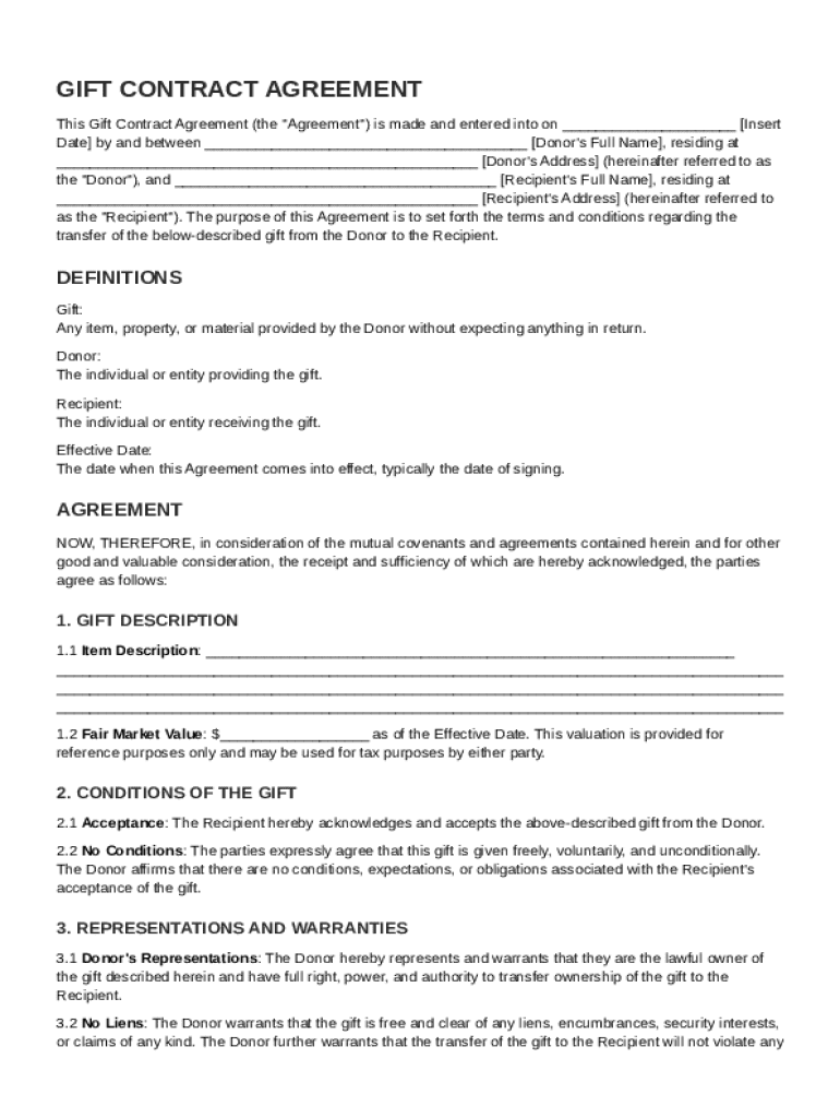 Gift Contract Template: Fill out & sign online | DocHub