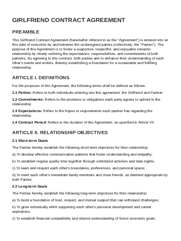 Girlfriend Contract Template Form - Fill Online, Printable, Fillable ...