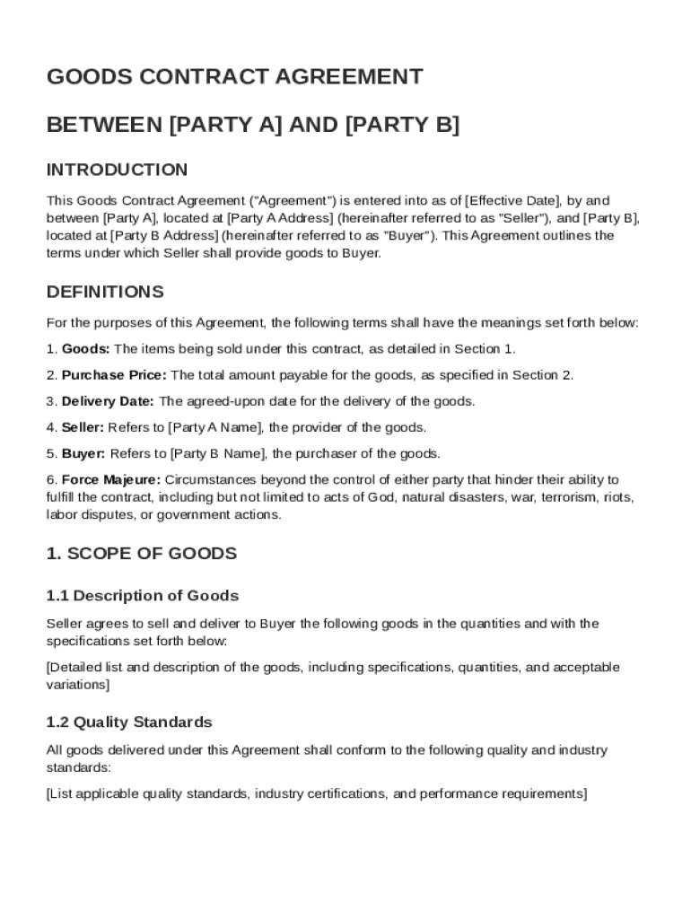 Goods Contract Template: Fill out & sign online | DocHub