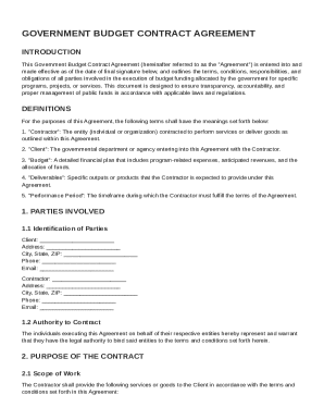Government Budget Contract Template Form - Fill Online, Printable ...