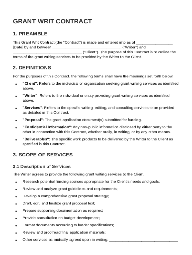 Grant Writ Contract Template: Fill out & sign online | DocHub