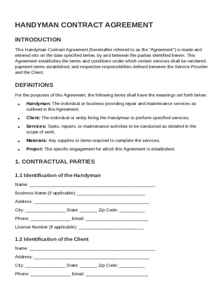 Handyman Contract Template: Fill out & sign online | DocHub