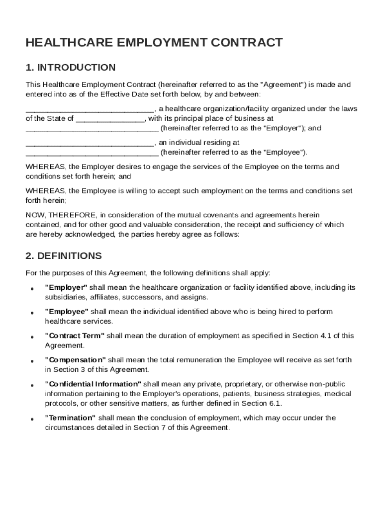 Healthcare Employment Contract Template: Fill out & sign online | DocHub