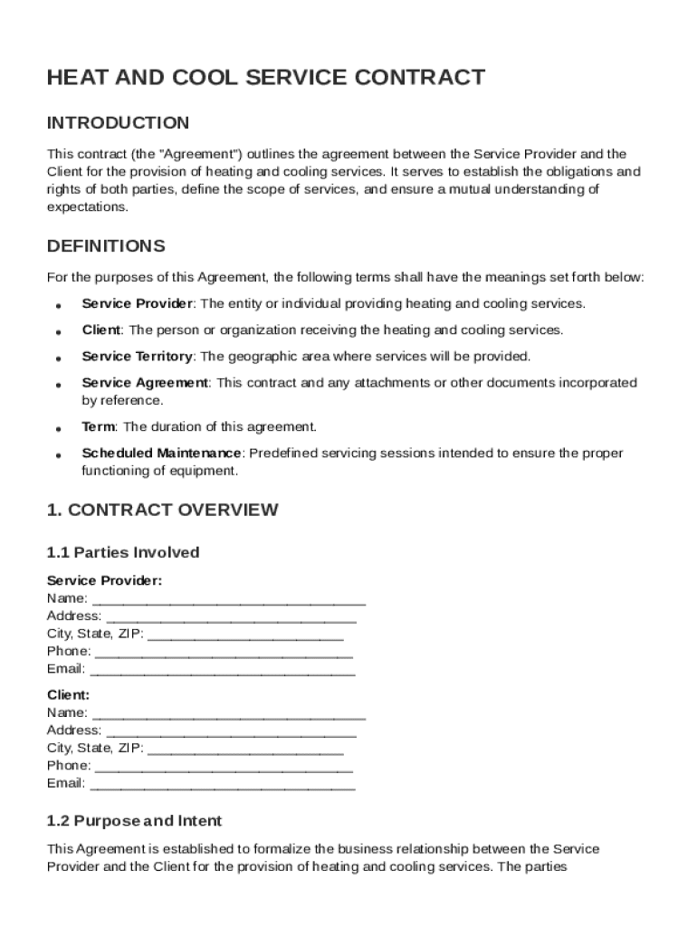 Heat And Cool Service Contract Template: Fill out & sign online | DocHub