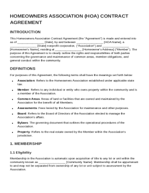 Hoa Contract Template - Fill and Sign Printable Template Online