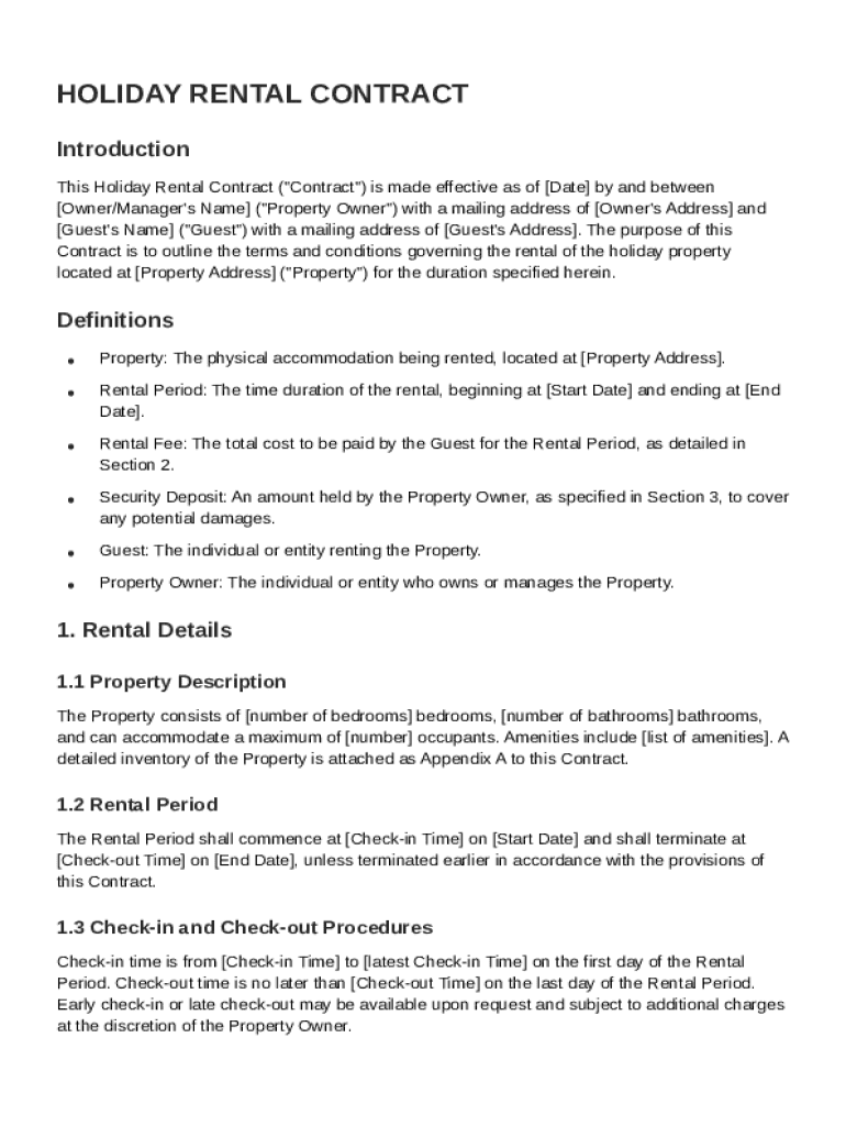 Holiday Rental Contract Template: Fill out & sign online | DocHub