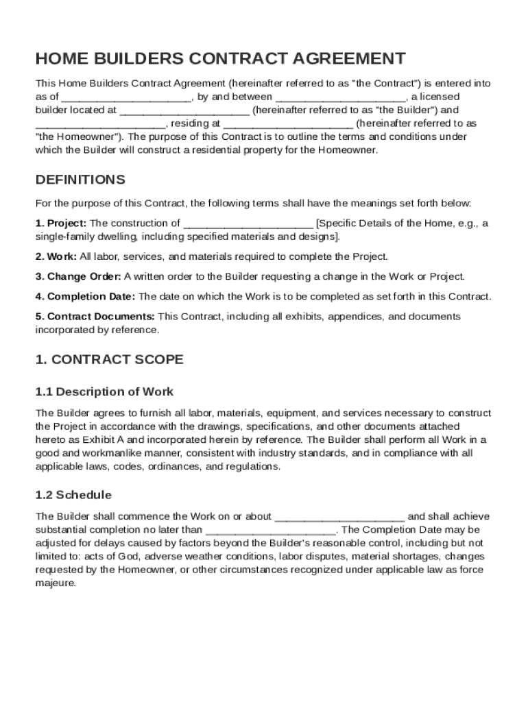 Home Builders Contract Template: Fill out & sign online | DocHub