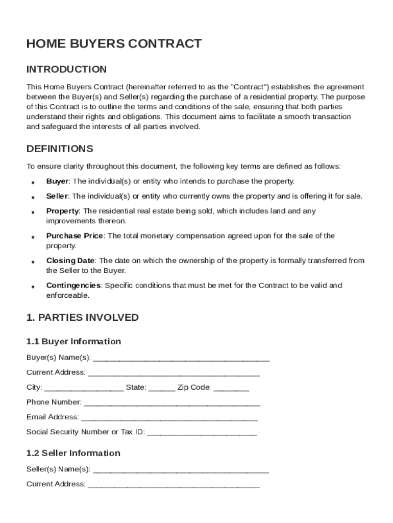 Home Buyers Contract Template: Fill out & sign online | DocHub