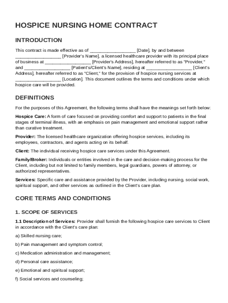 Hospice Nurs Home Contract Template: Fill out & sign online | DocHub