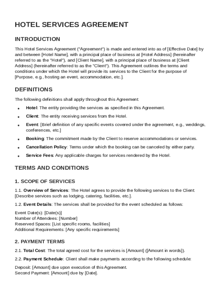 Hotel Contract Template: Fill out & sign online | DocHub