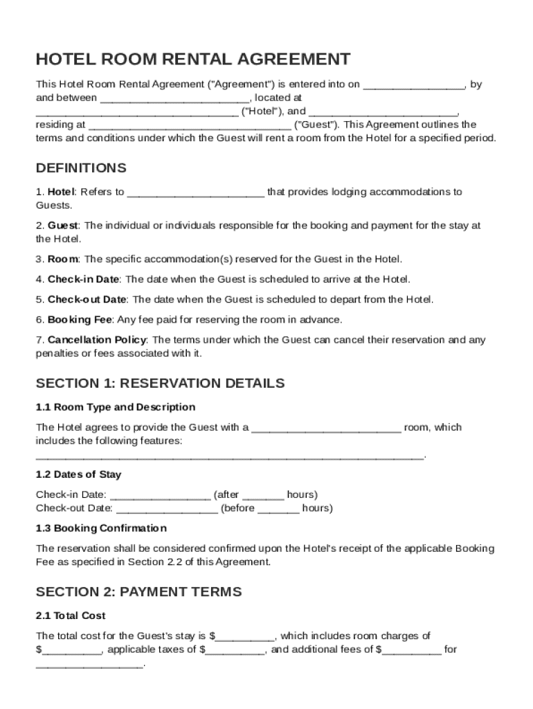 Hotel Room Contract Template: Fill out & sign online | DocHub