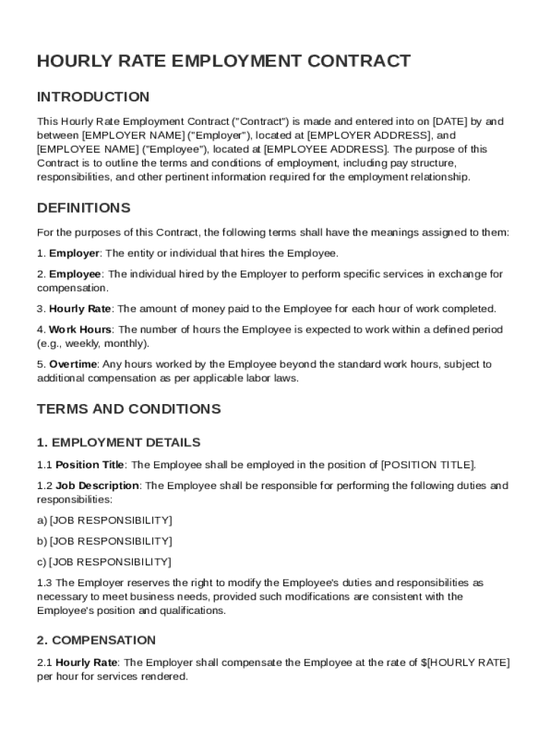 Hourly Rate Employment Contract Template: Fill out & sign online | DocHub