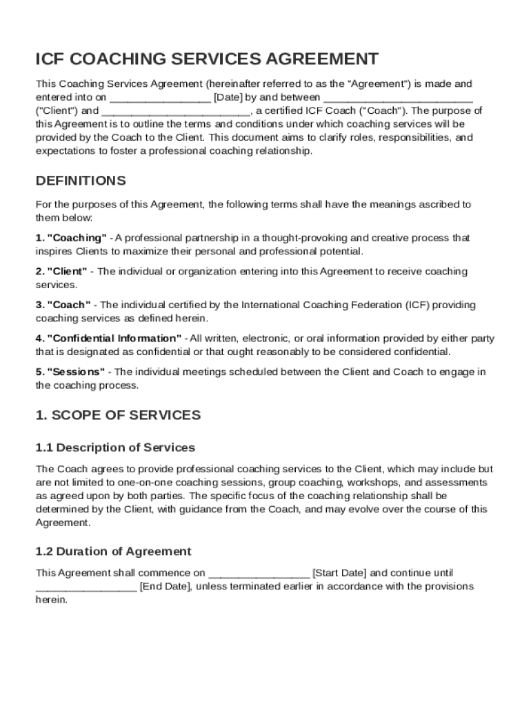 ICF Coach Contract Template: Fill out & sign online | DocHub