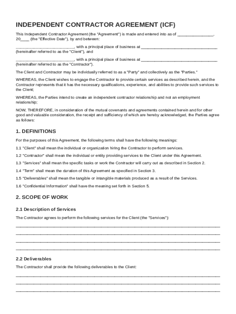ICF Contract Template Form - Fill Online, Printable, Fillable, Blank ...