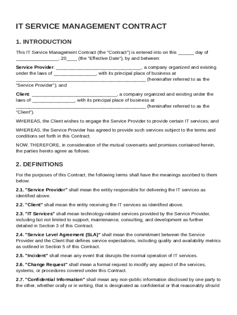 IT Service Management Contract Template: Fill out & sign online | DocHub
