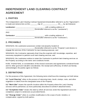 Independent Or Land Clear Contract Template Form - Fill Online ...