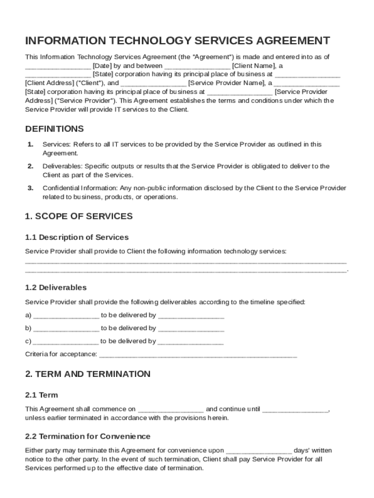 Information Technology Contract Template: Fill out & sign online | DocHub