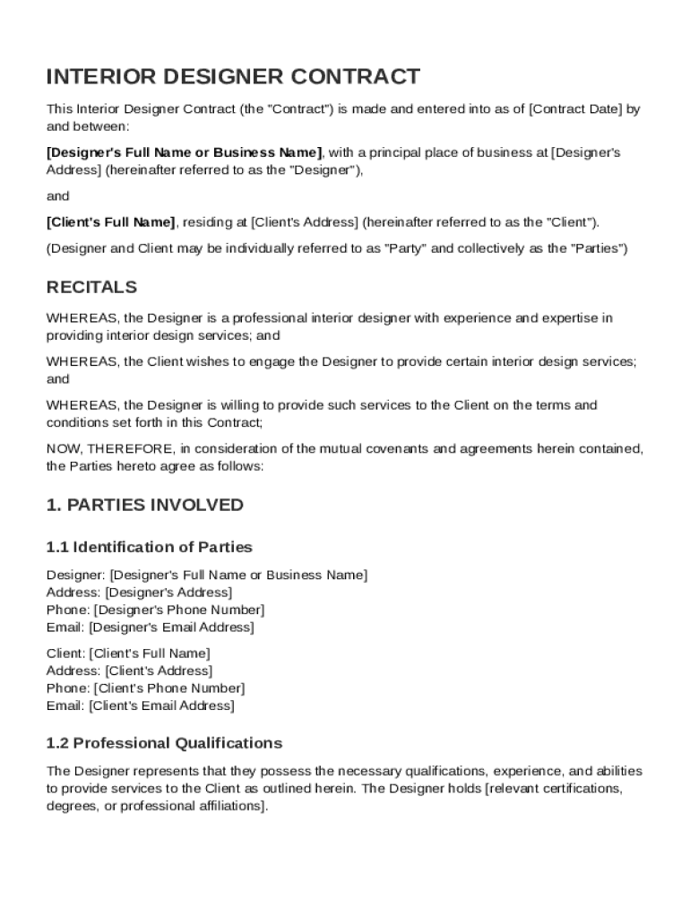 Interior Designer Contract Template: Fill out & sign online | DocHub