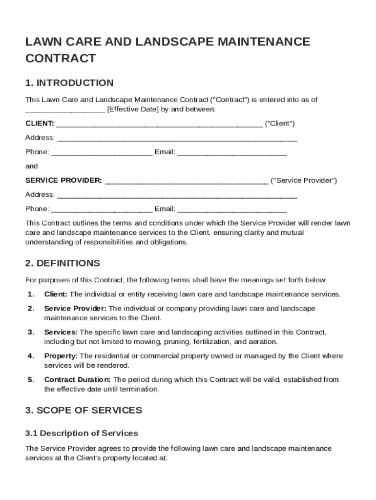 Lawn Care And Landscape Maintenance Contract Template: Fill out & sign online | DocHub