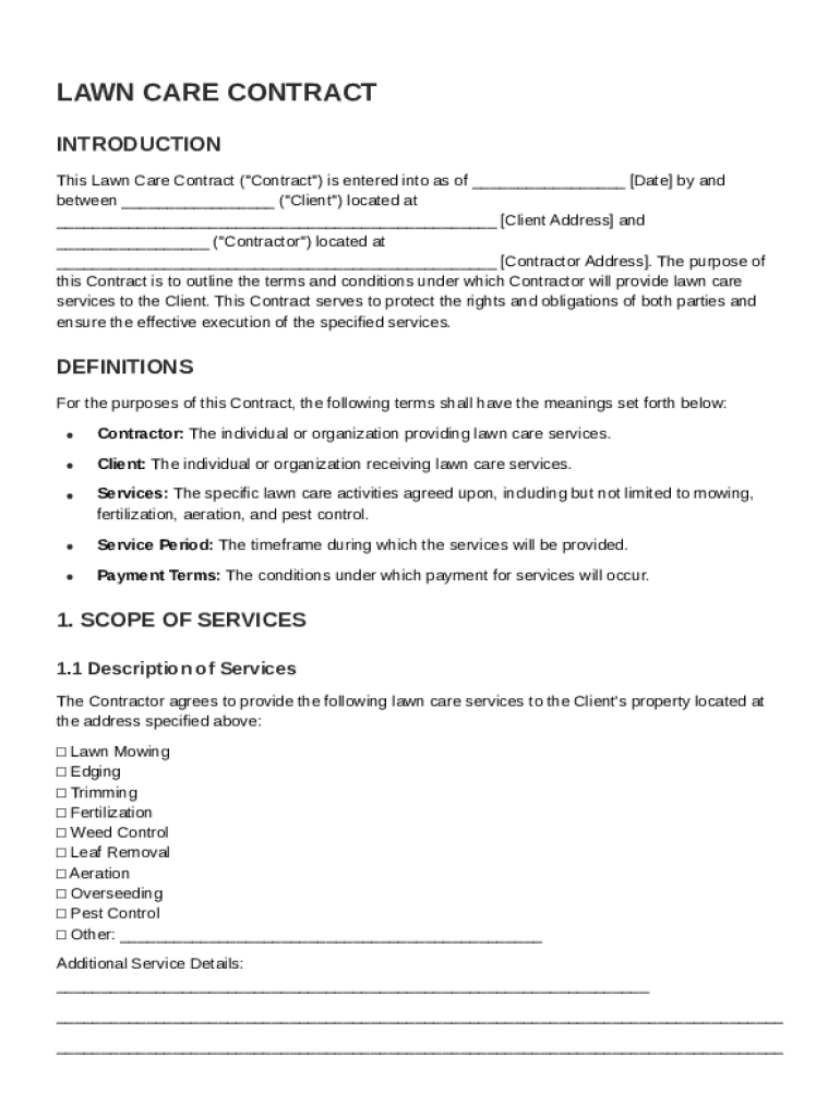 Lawn Care Contract Template: Fill out & sign online | DocHub