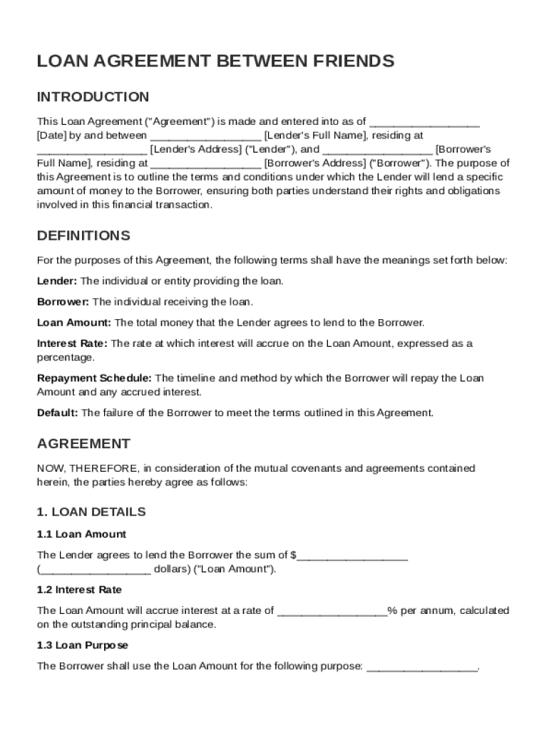 Lend Money To Friends Contract Template: Fill out & sign online | DocHub