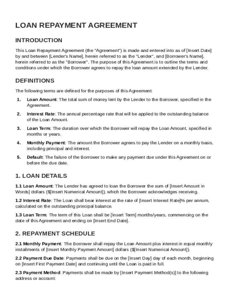 Loan Repayment Contract Template: Fill out & sign online | DocHub