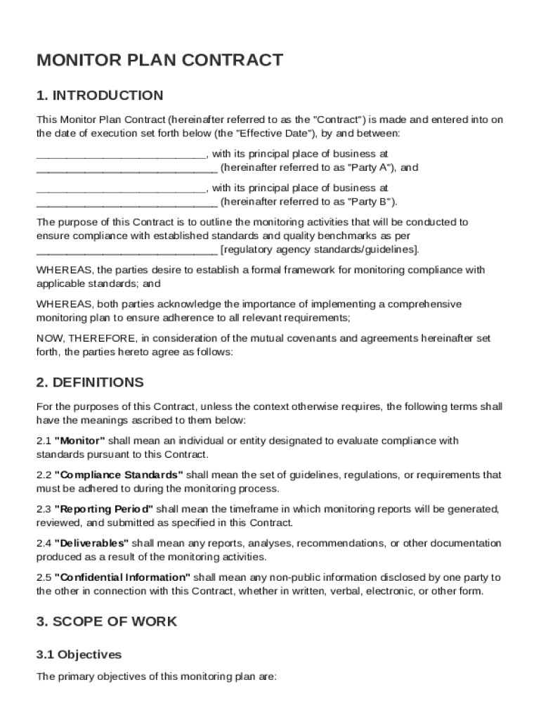 Monitor Plan Contract Template: Fill out & sign online | DocHub