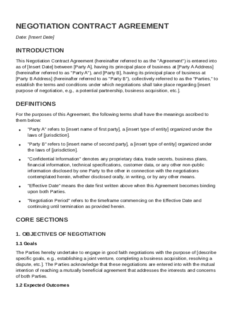 Negotiation Contract Template: Fill out & sign online | DocHub