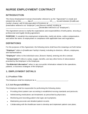 Nurse Contract Template - Fill and Sign Printable Template Online