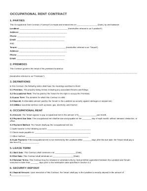 Occupational Rent Contract Template - Fill and Sign Printable Template ...