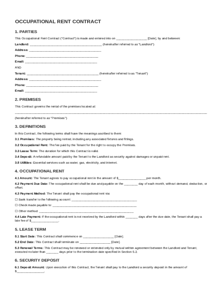 Occupational Rent Contract Template: Fill out & sign online | DocHub