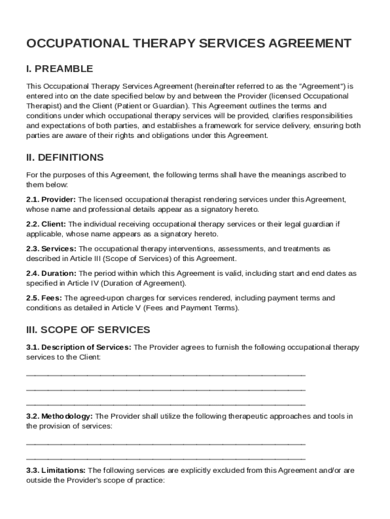 Occupational Therapy Contract Template: Fill out & sign online | DocHub