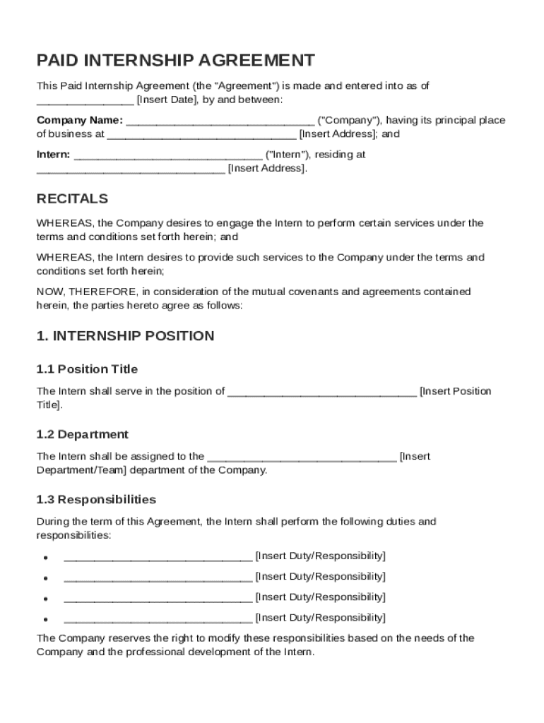 Paid Internship Contract Template: Fill out & sign online | DocHub