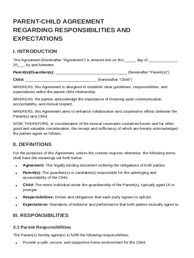 Parent Child Contract Template: Fill out & sign online | DocHub