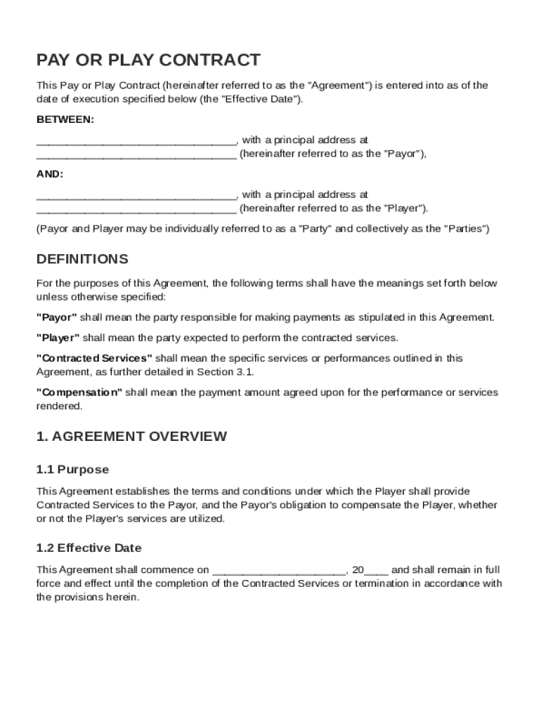 Pay Or Play Contract Template: Fill out & sign online | DocHub