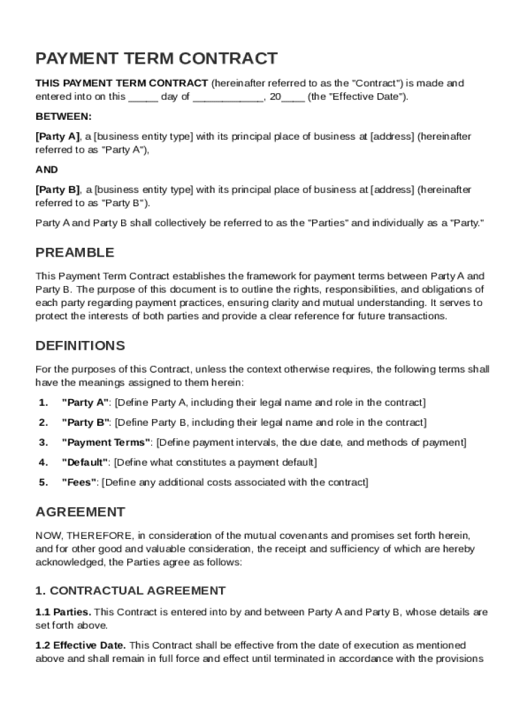 Payment Term Contract Template: Fill out & sign online | DocHub