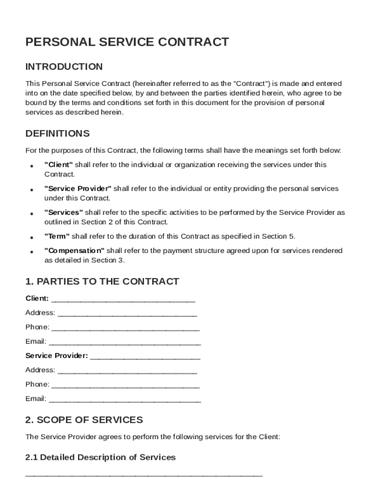 Personal Service Contract Template: Fill out & sign online | DocHub