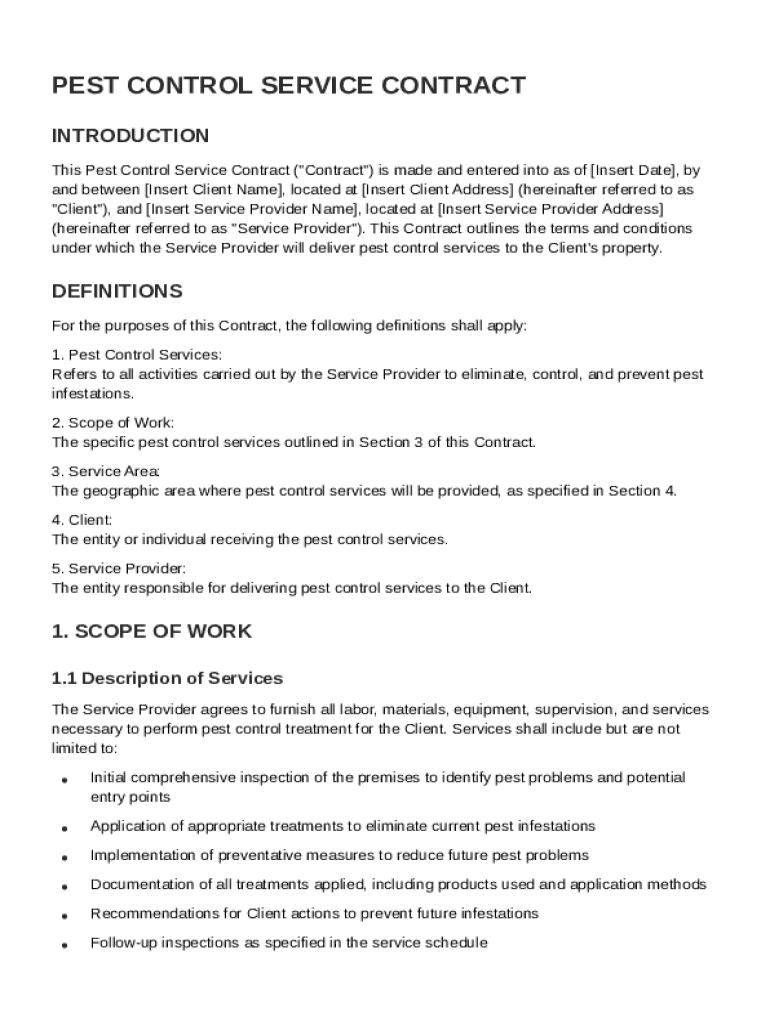 Pest Control Service Contract Template: Fill out & sign online | DocHub