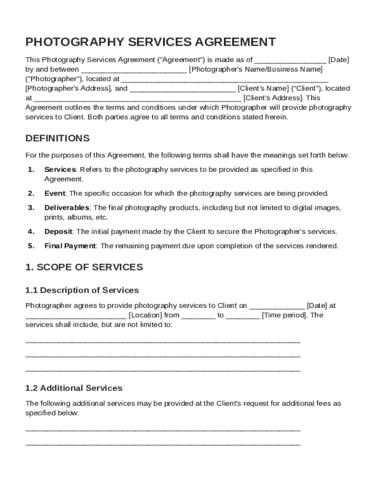 Photographer Client Contract Template: Fill out & sign online | DocHub