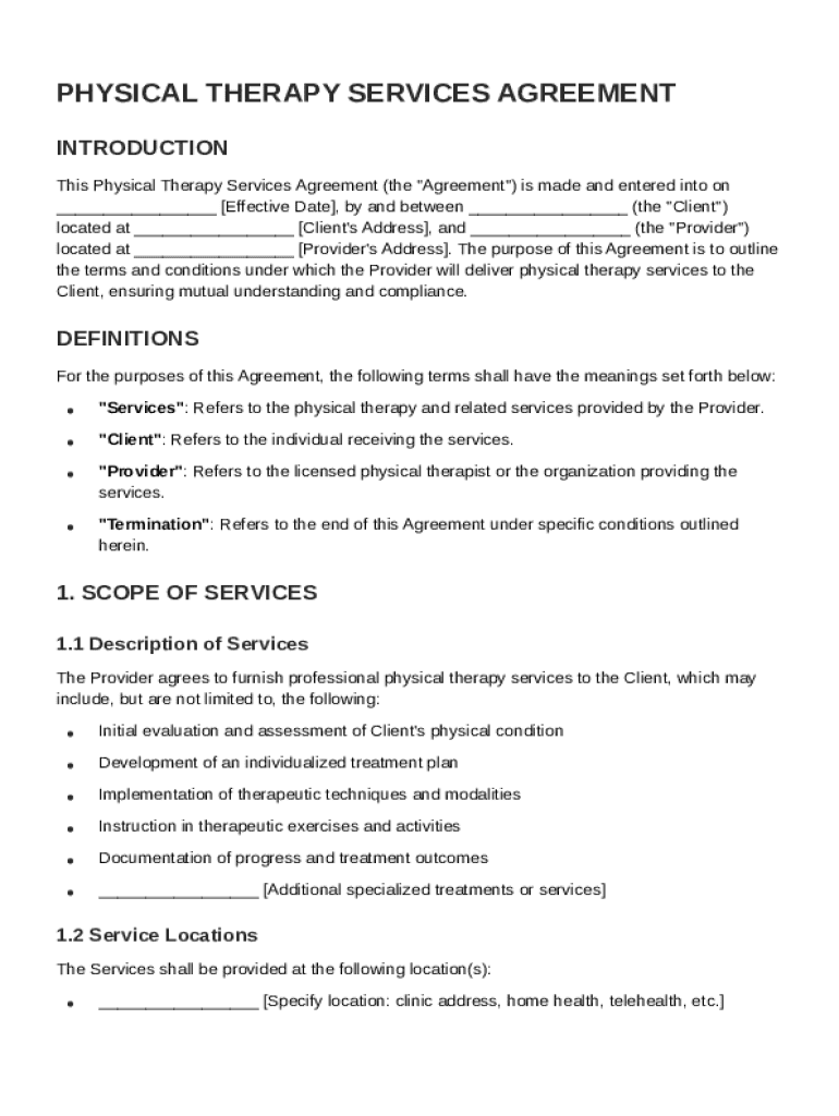 Physical Therapy Contract Template: Fill out & sign online | DocHub