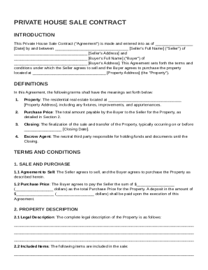 Private House Sale Contract Template Form - Fill Online, Printable ...