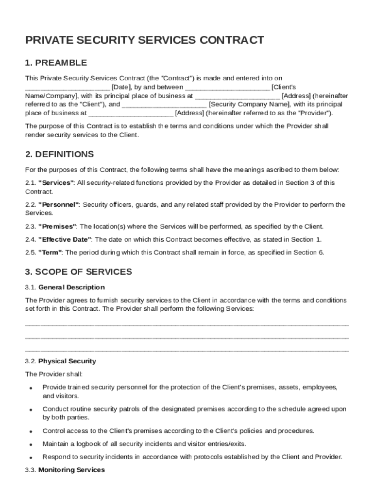 Private Security Contract Template: Fill out & sign online | DocHub