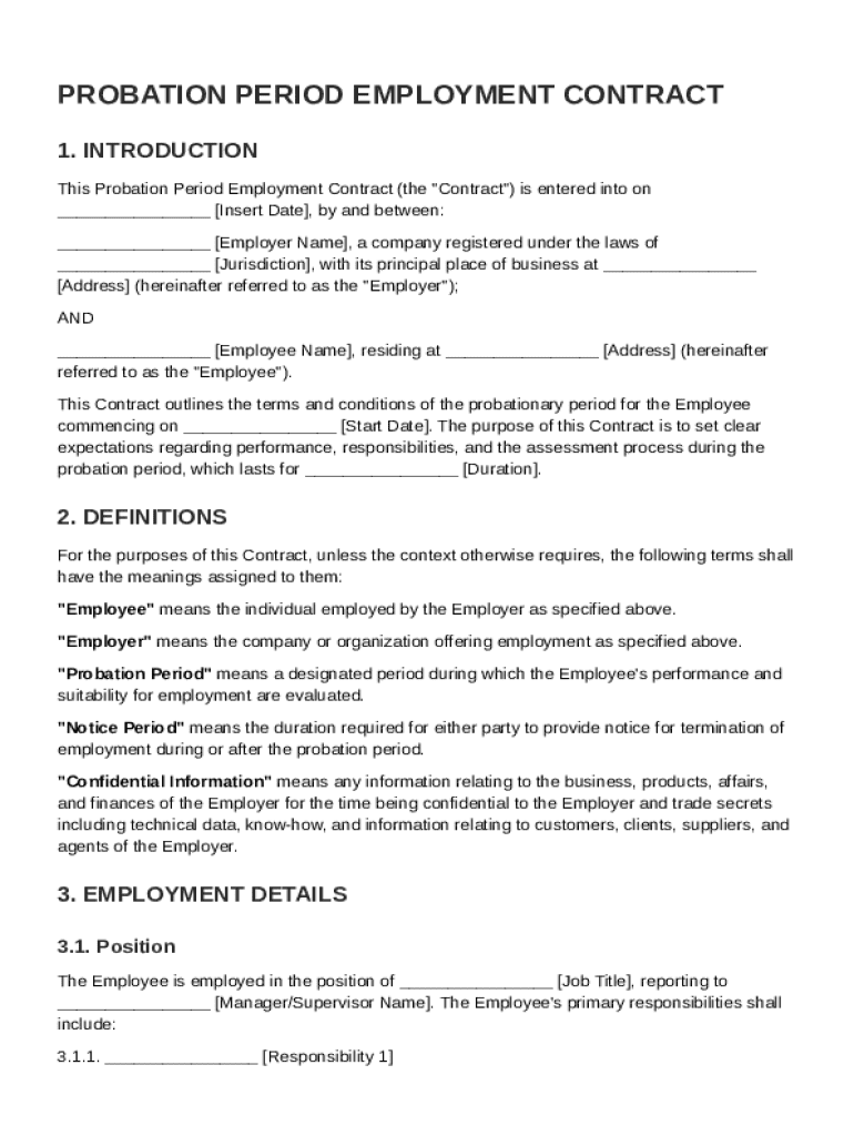 Probation Period Contract Template: Fill out & sign online | DocHub