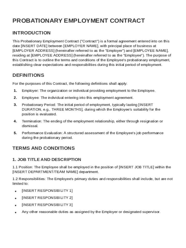 Probationary Employment Contract Template: Fill out & sign online | DocHub