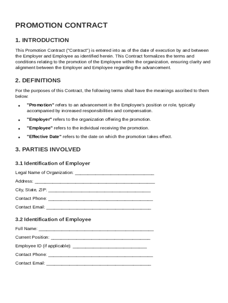 Promotion Contract Template: Fill out & sign online | DocHub