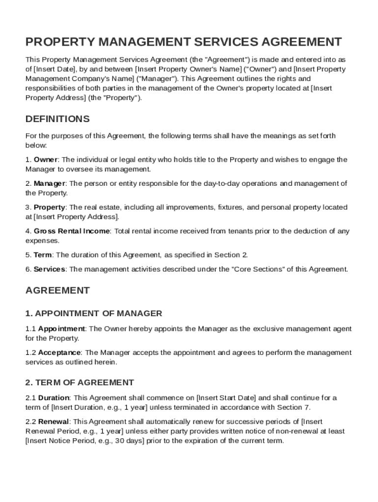 Property Management Contract Template: Fill out & sign online | DocHub