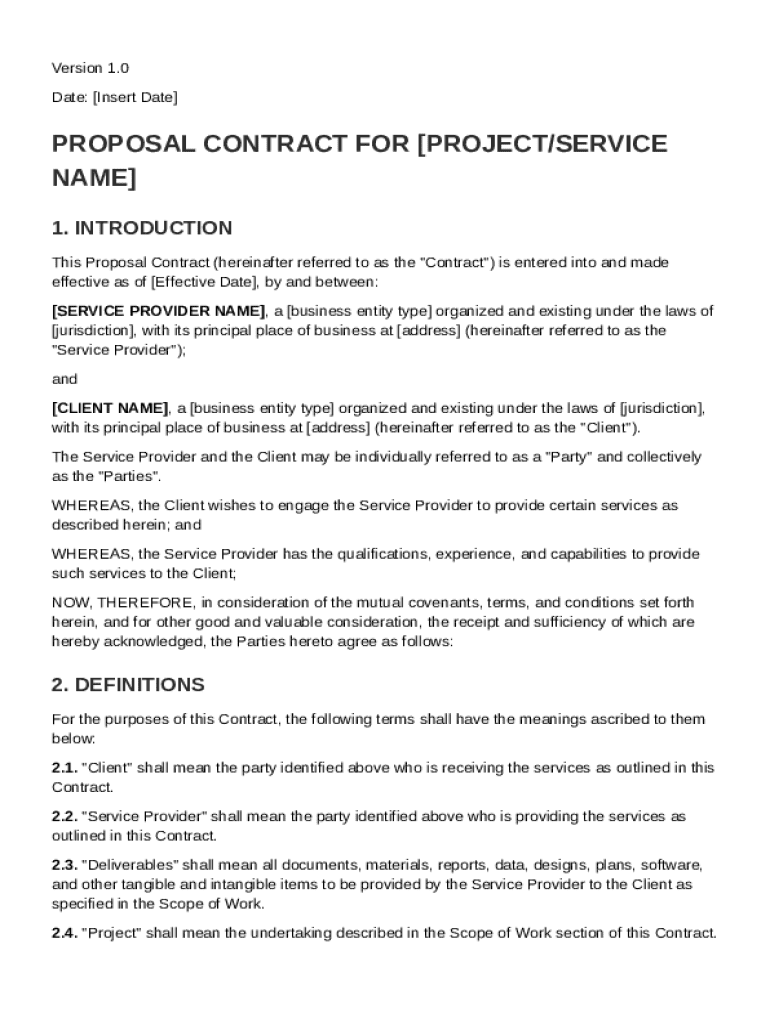 Proposal Contract Template: Fill out & sign online | DocHub
