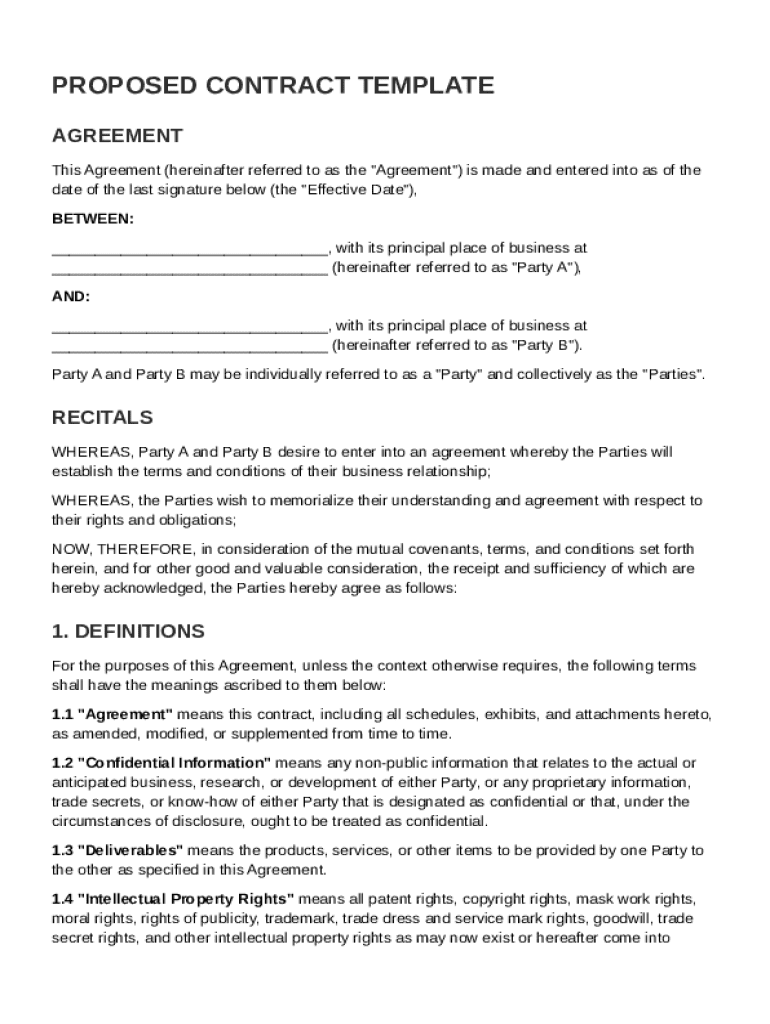 Proposed Contract Template: Fill out & sign online | DocHub